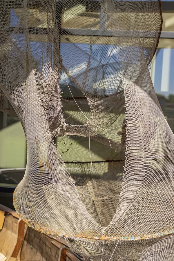 Worn Fishing Net Hanging in Sun, Vintage Stock Image - Image of ...