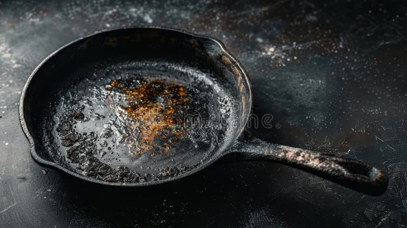 A Worn Frying Pan, Its Handle Rusted, Sits Against a Dark Backdrop a ...