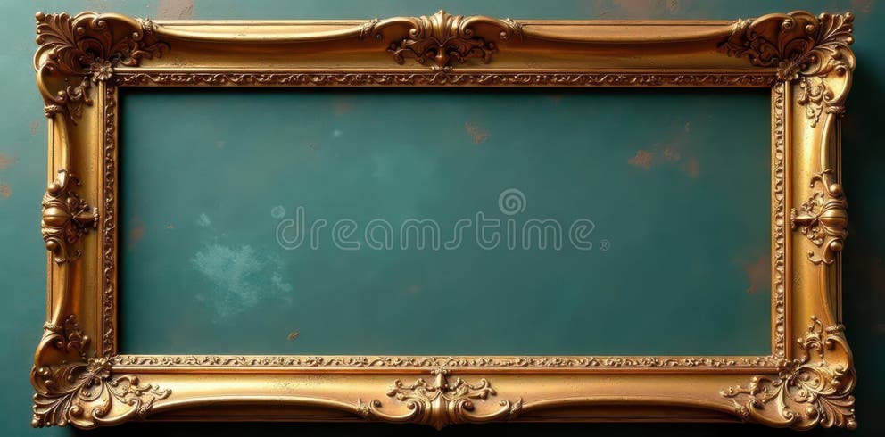 Worn Gold Rococo Picture Frame, Horizontal Layout , Horizontal, Vintage ...