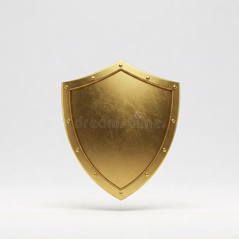 Worn Golden Shield, Isolated on a White Stock Illustration ...