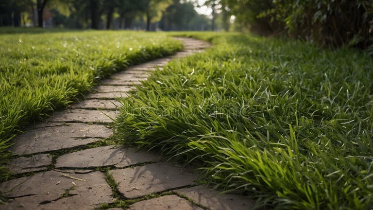 Worn Grass Path with Footprints and Distressed Surface Texture Stock ...
