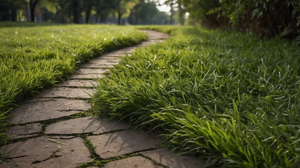 Worn Grass Path with Footprints and Distressed Surface Texture Stock ...