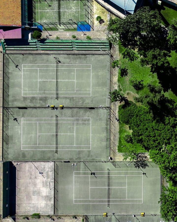 Top View of Several Green Tennis Courts Stock Photo - Image of drone ...