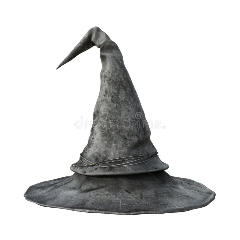 A Worn Grey Wizard Hat with a Pointed Brim Stock Illustration ...
