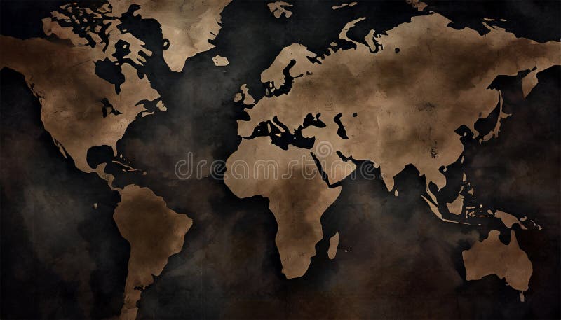Worn grungy old world map stock illustration. Illustration of poster ...