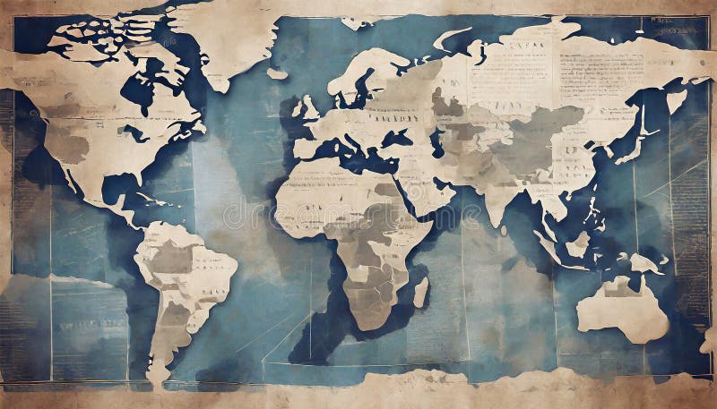 Worn grungy old world map stock photo. Image of pattern - 296957596