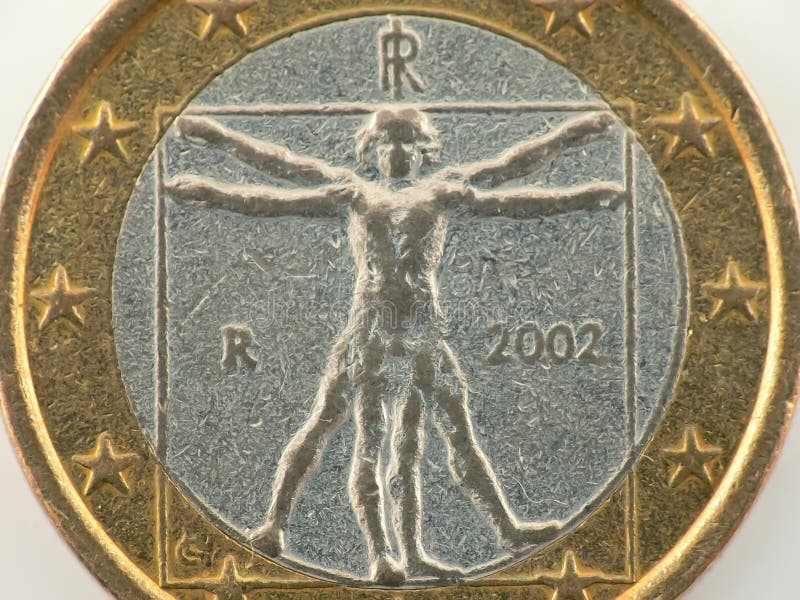 Worn italian one euro coin stock image. Image of body - 7895151