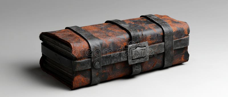 A Worn Leather Chest with a Metal Clasp and Lock. Stock Photo - Image ...
