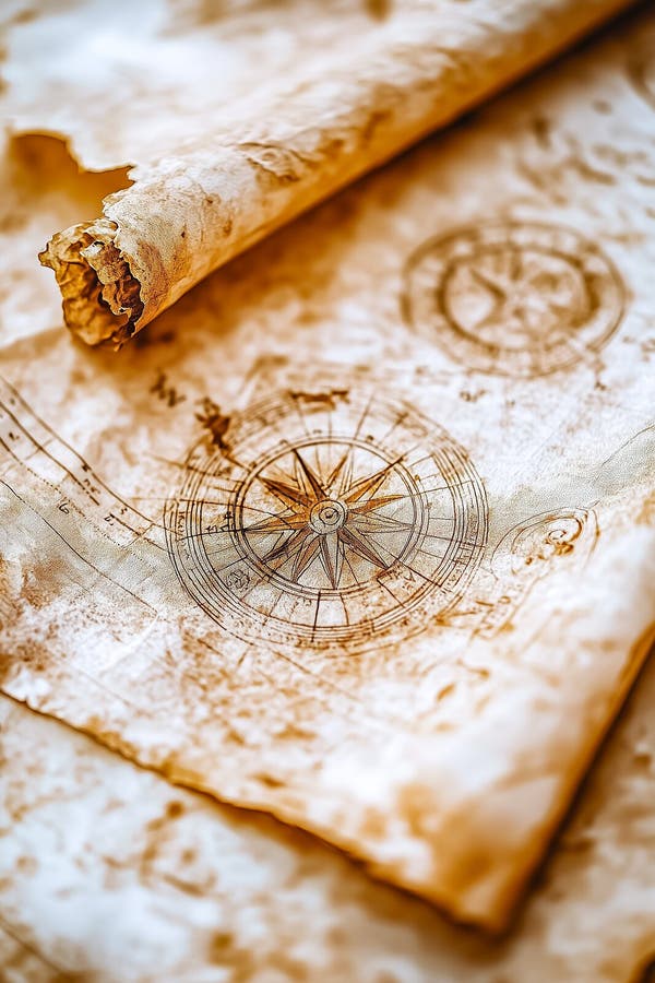 A Worn Map with Markings and a Compass Reveals Secrets, Inviting ...