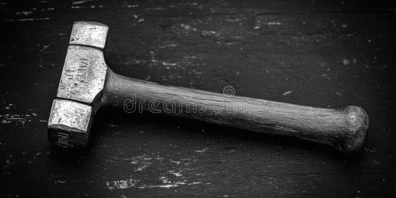 Worn Metal Hammer on Wood stock photo. Image of tool - 366987780