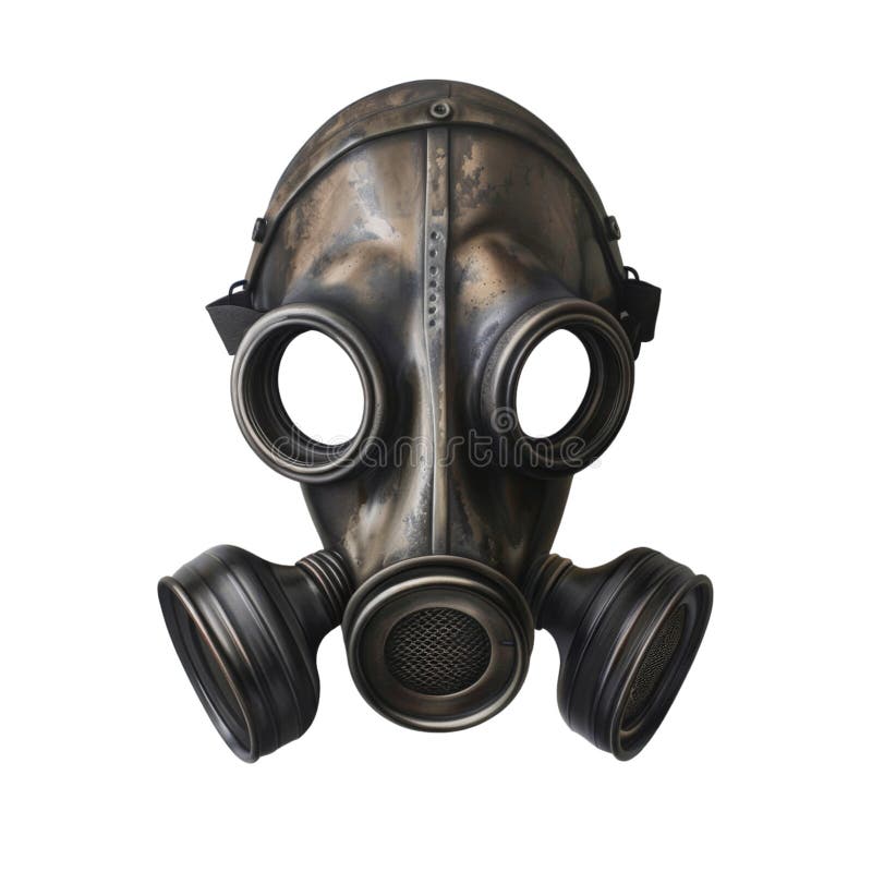 A Worn, Metallic Gas Mask with Two Large Filters Stock Photo ...