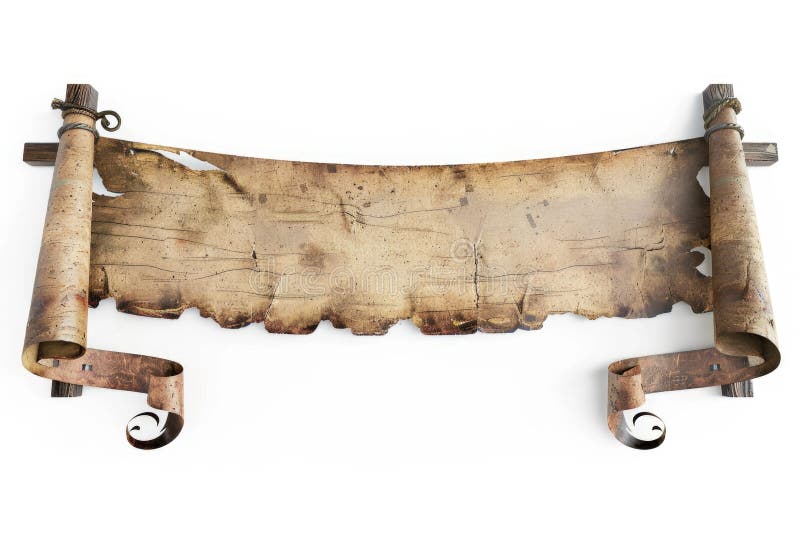 A Worn-out Ancient Scroll Hangs on a Stone Wall, with Intricate Details ...