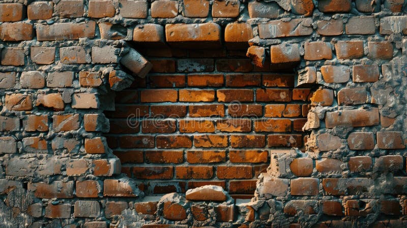 A Worn-out Brick Wall with a Hole in it, Suitable for Use in Scenes ...