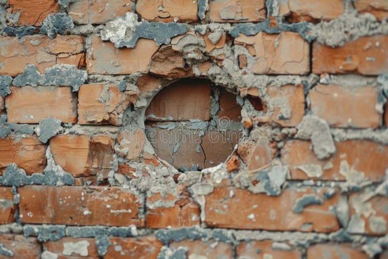 A Worn-out Brick Wall with a Small Hole in it, Suitable for Use As a ...