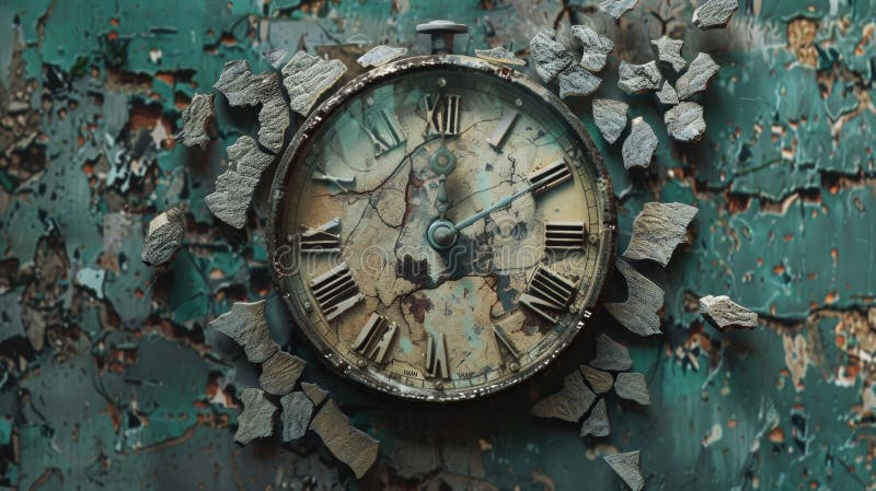 Worn Out Clock Distressed Wall Stock Photos - Free & Royalty-Free Stock ...