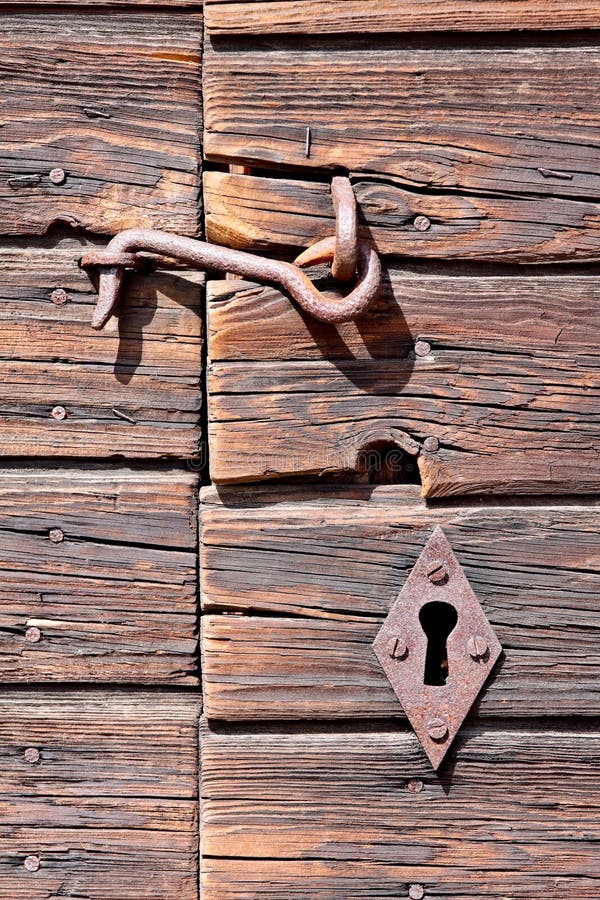 A Worn Out Door with Rusty Fastener and Lock Stock Image - Image of ...