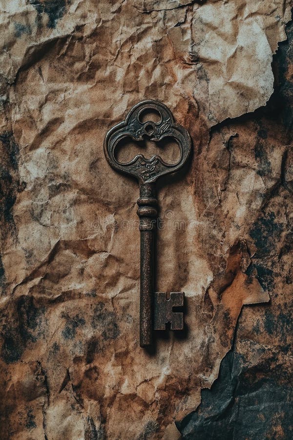 A Worn-out Key Lying on a Piece of Paper, Possibly Forgotten or Lost ...