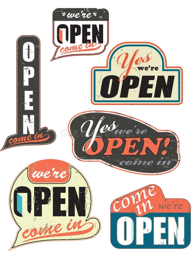 Vintage_worn_out_closed_signs Stock Vector - Illustration of store ...