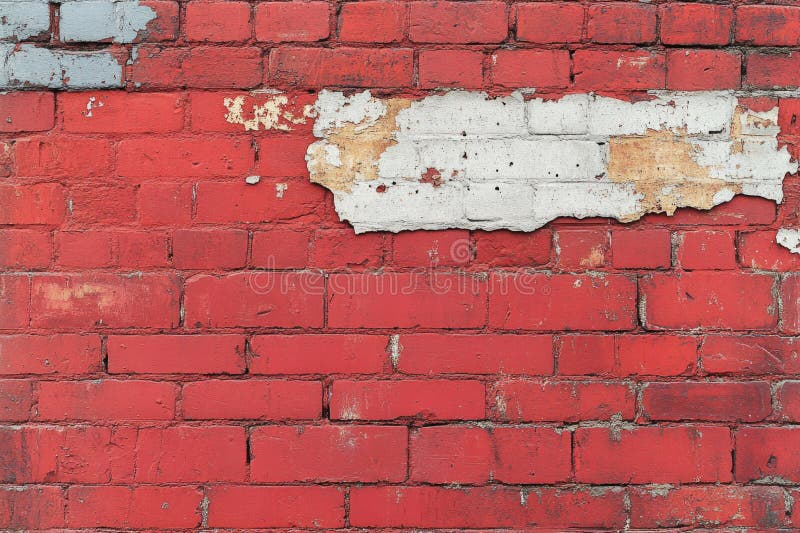 A Worn-out Red Brick Wall with Peeling Paint, Suitable for Use in ...