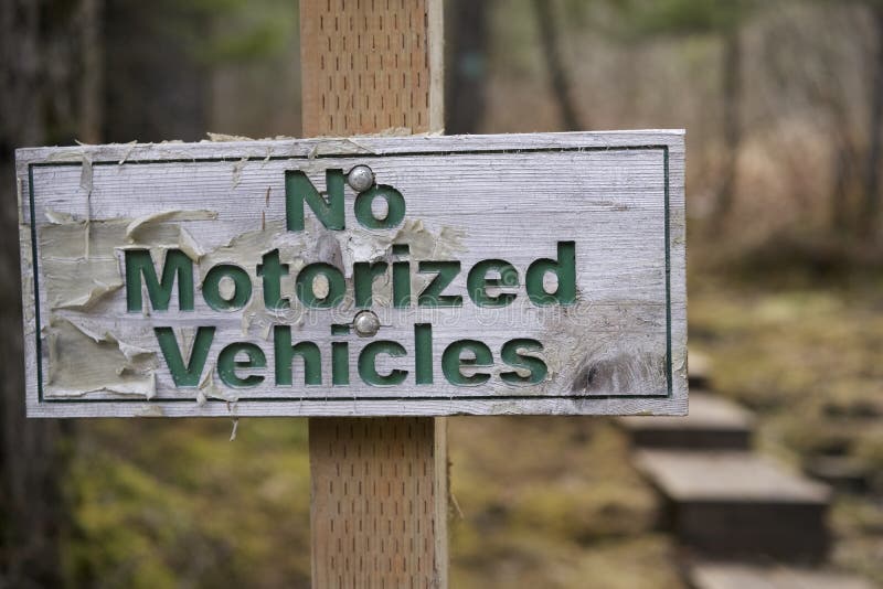 Worn Out Sign Indicating No Motorized Vehicles Stock Image - Image of ...