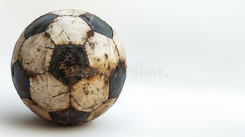 A Worn Out Soccer Ball Resting on a Plain White Surface Stock Image ...