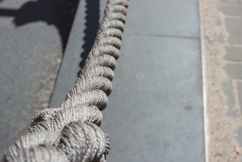 Worn Out Thick Mooring Rope. Stock Image - Image of secure, bollard ...