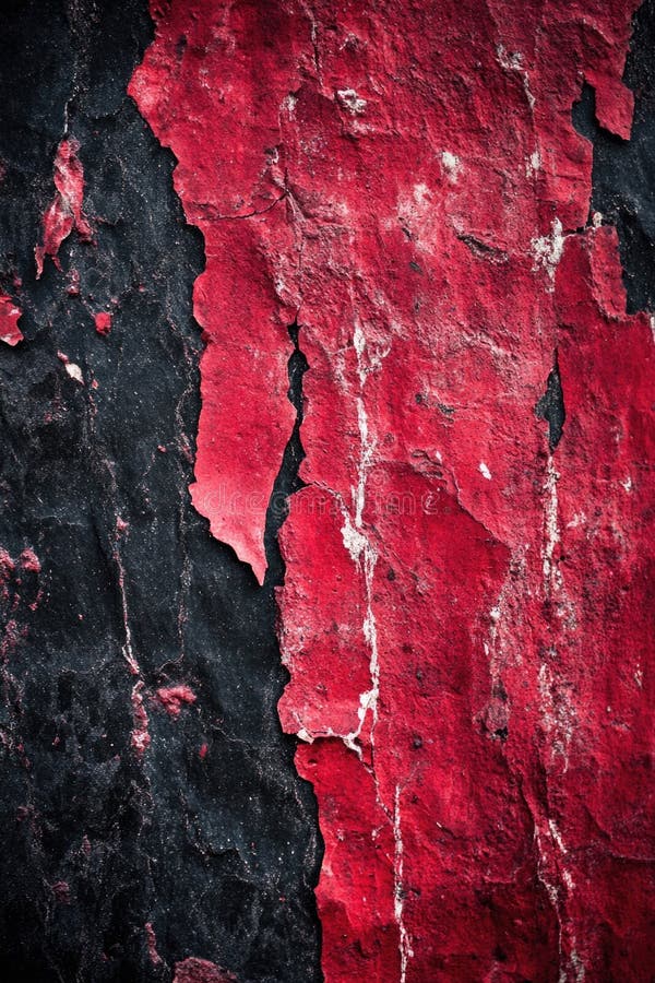 A Worn-out Wall with Peeling Paint in Red and Black Colors Stock Photo ...