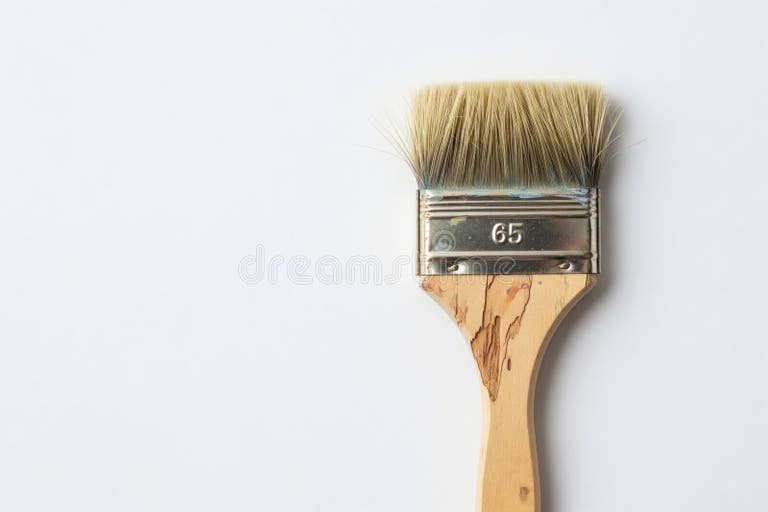Worn Paint Brush on a Light Background. Space for Text. Stock Photo ...