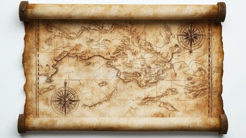 Worn Parchment Map of an Ancient Kingdom with Faded Edges Stock ...