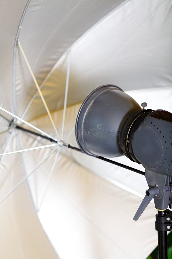 Worn Photography Mono Light Flash with Umbrella Stock Photo - Image of ...