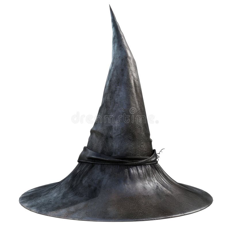 A Worn, Pointed, Black Witch S Hat Stock Image - Illustration of dark ...