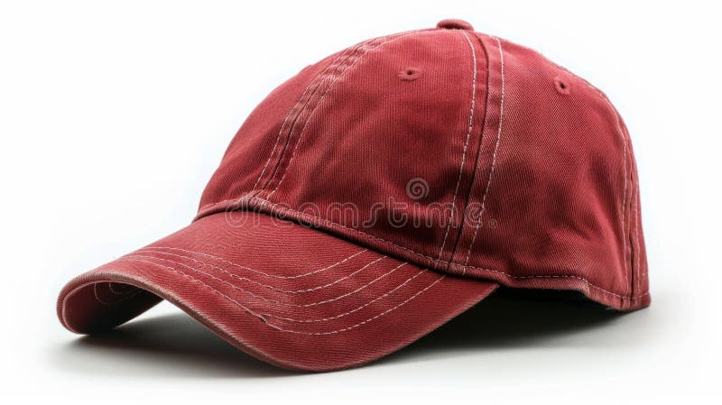 Worn Red Baseball Cap Lies on a White Background, Ready for a Day of ...