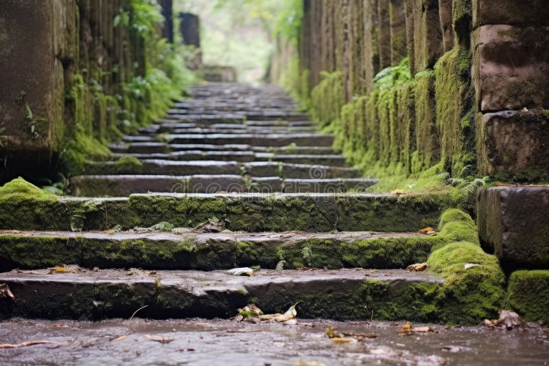 Worn Stone Steps in an Ancient Temple Ruin Stock Illustration ...
