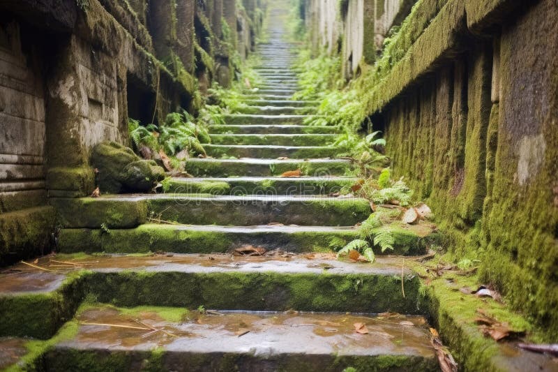Worn Stone Steps in an Ancient Temple Ruin Stock Illustration ...