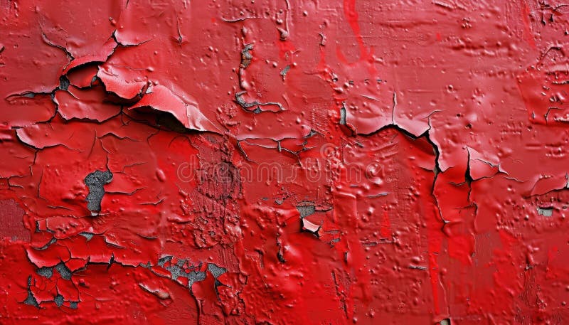Cracked Red Paint Texture on a Worn Surface Revealing Grey Underneath ...