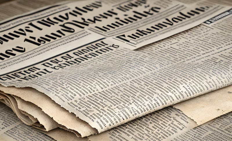 A Worn Newspaper Rests on a Surface, Its Edges Tattered and Text Faded ...