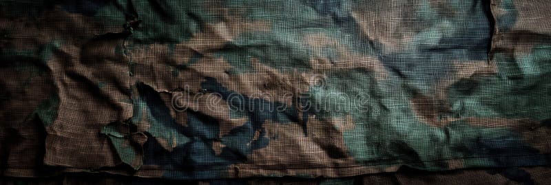 Worn and Torn Tarpaulin, with a Camouflage Pattern, Creating a Textured ...