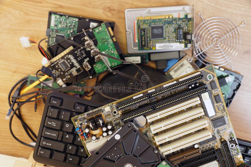 Worn Computer Components To Be Discarded. Office Trash Bin. Stock Photo ...