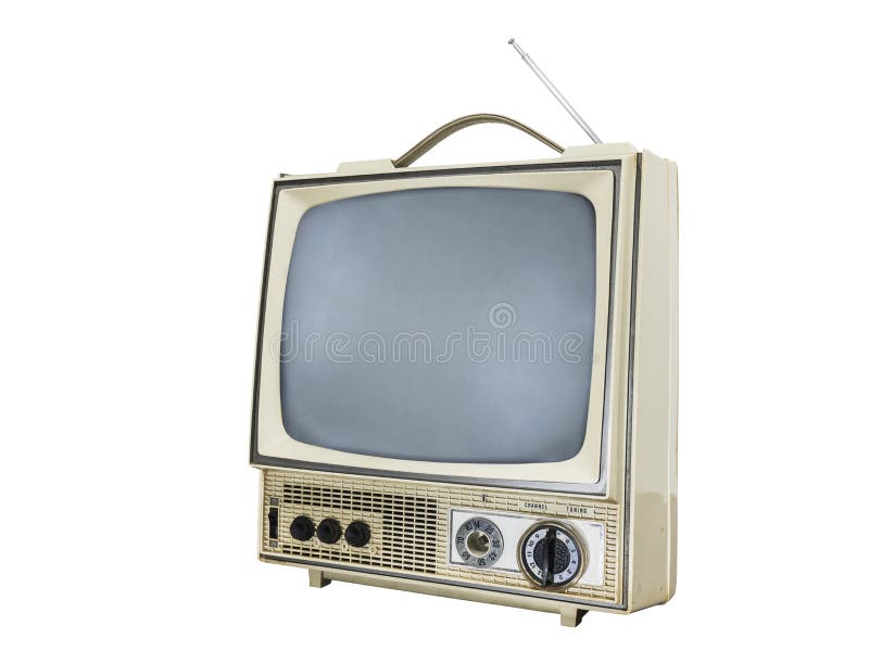 Worn Vintage Portable Television Isolated with Turned Off Screen Stock ...