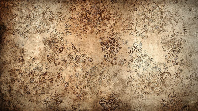 Worn Wallpaper with Floral Patterns on Dirty, Cracked Wall. Backgrouds ...