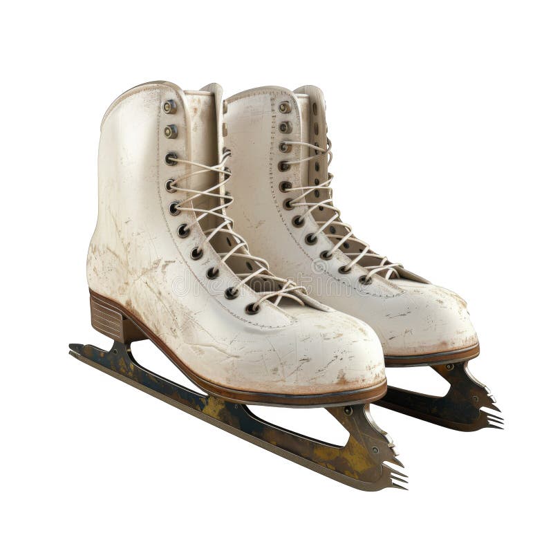Worn White Ice Skates with Rust and Scratches Stock Illustration ...