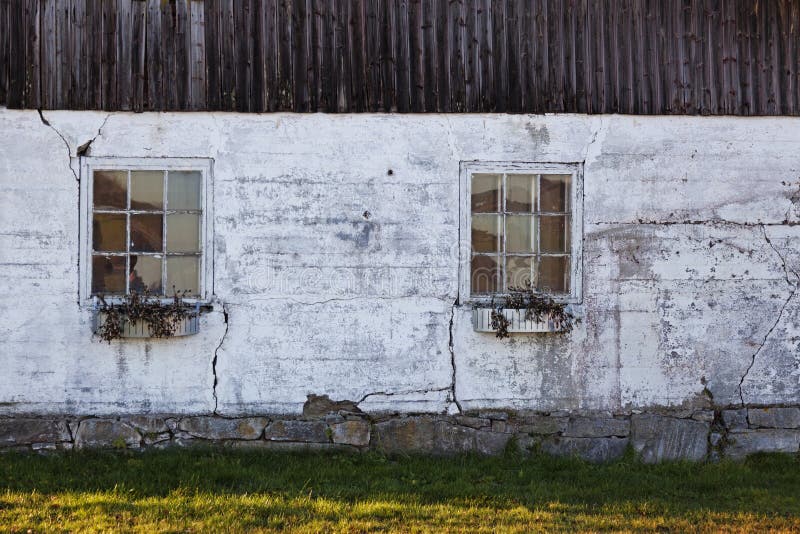 A Worn White Wall for a Farmhouse Stock Image - Image of border ...