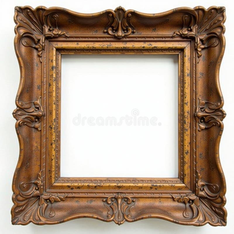 Worn Wooden Frame, Showing Rich Grain, White Backdrop , Retro, Isolated ...