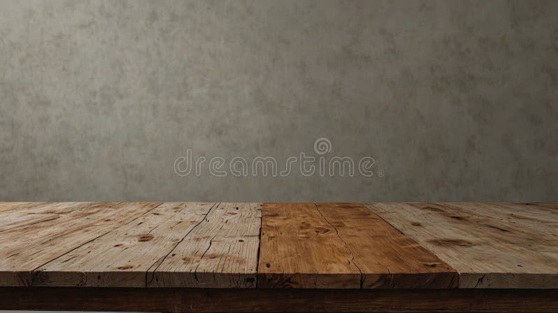 Worn Wooden Table Extending Left To Right, with a White Background ...