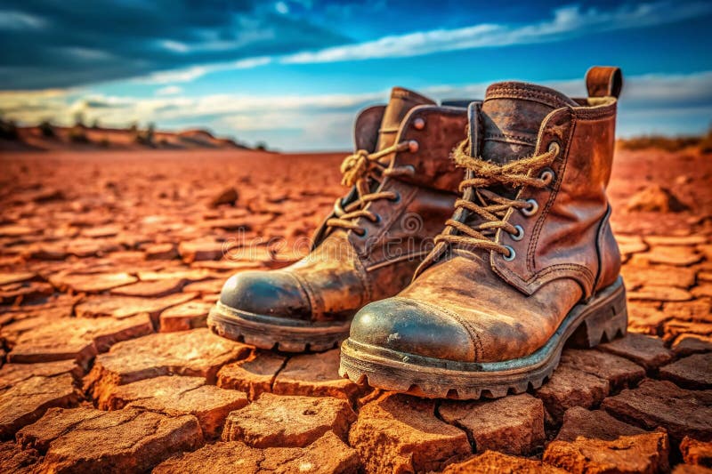 Dusty Work Boots in Red Dirt a Candid View of HardEarned Labor and ...