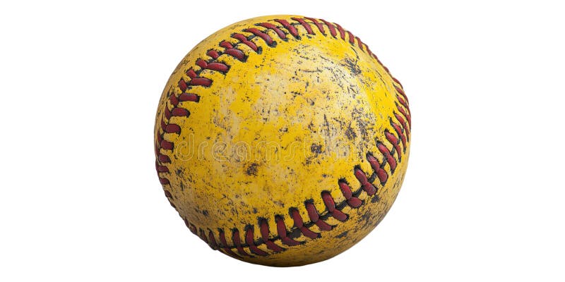 Worn Yellow Baseball Isolated on Transparent Background Stock Photo ...