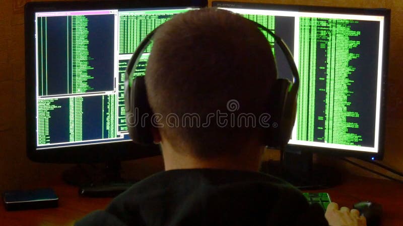 Worried and Angry Hacker is Upset and Stressed. Criminal Hacker ...