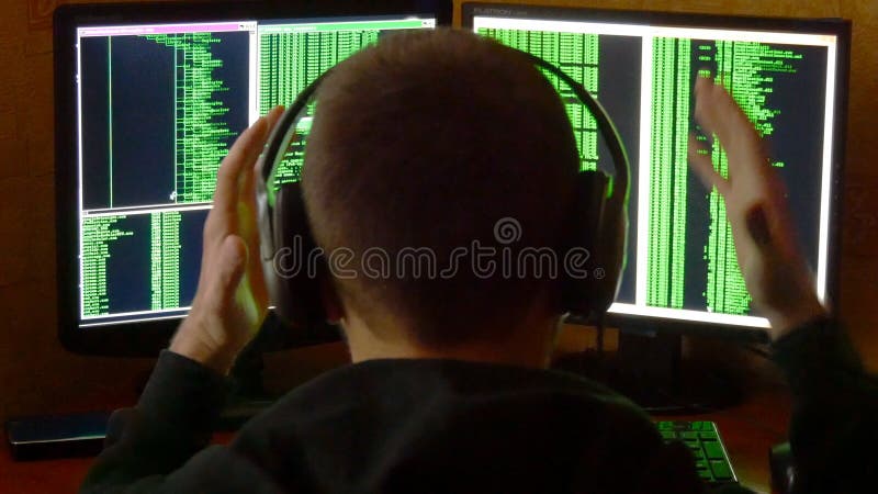 Worried and Angry Hacker is Upset and Stressed. Criminal Hacker ...