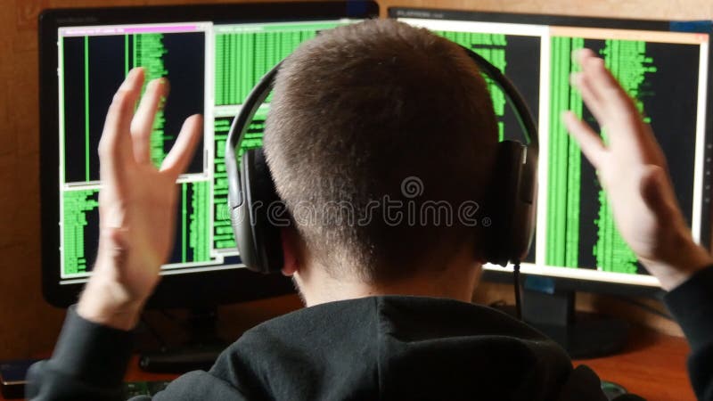 Worried and Angry Hacker is Upset and Stressed. Criminal Hacker ...