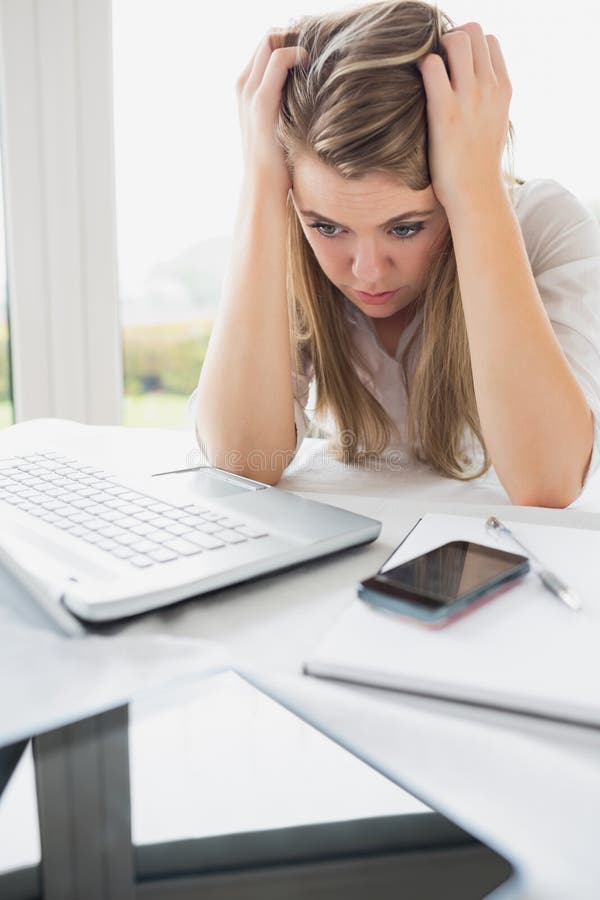 Worried businesswoman stock photo. Image of troubled - 30881404